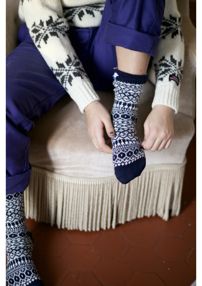Scandinavian Knitted Socks with Traditional Patterns